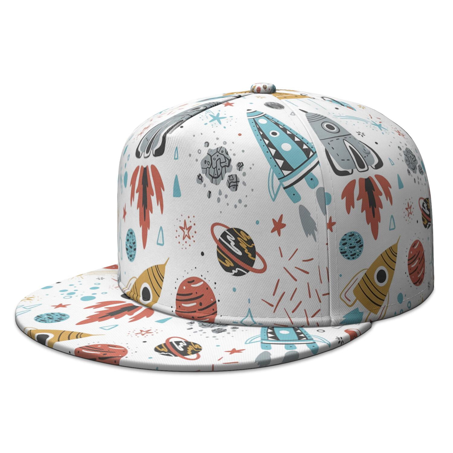 Playful Rainbow Galaxy Space Flat Bill Cap for Teens Adults Unisex ...