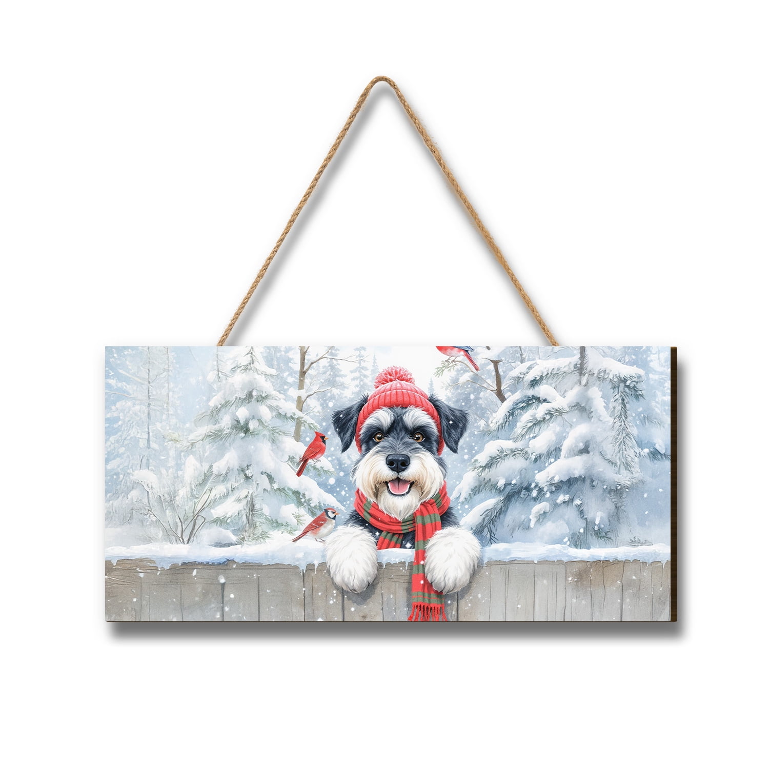 Playful Schnauzer Welcomes Winter Snowy Day with Cardinal Bird ...