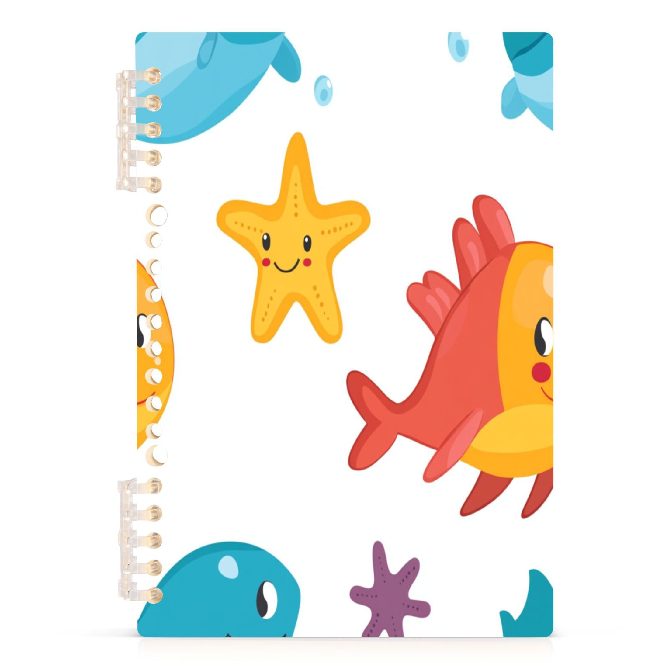 Playful Sea Creatures A5 8.3x5.7in PP Notebook, Adjustable Rings, 60 ...