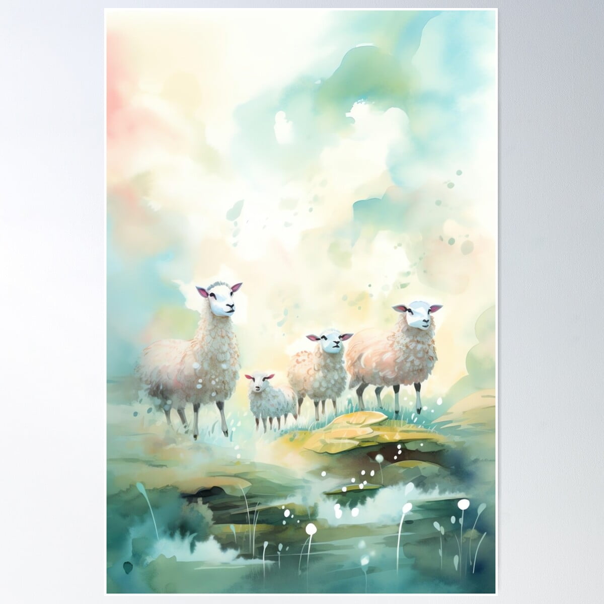 Playful Sheep Leap Poster Wall Art, Modern Wall Decor For Living Room Bedroom, 12x18 UNFRAMED ...