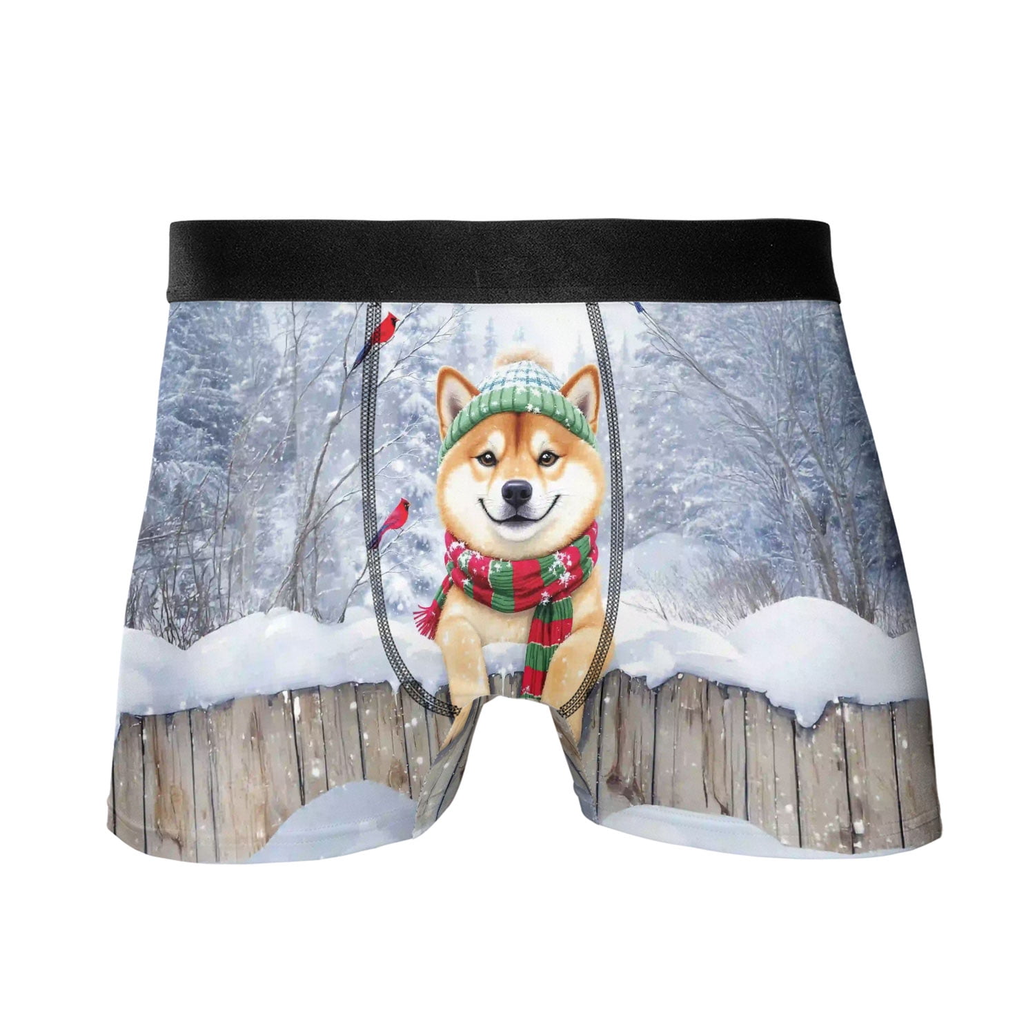 Playful Shiba Inu Welcomes Winter Snowy Day with Cardinal Bird All Over ...