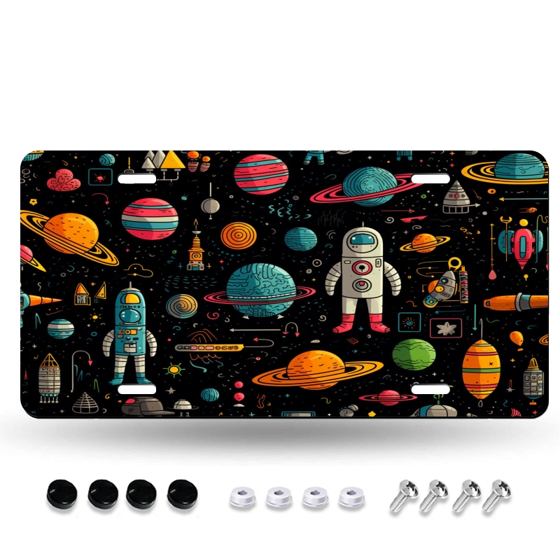 Playful Space - Themed Illustration with Astronauts and Planets License ...