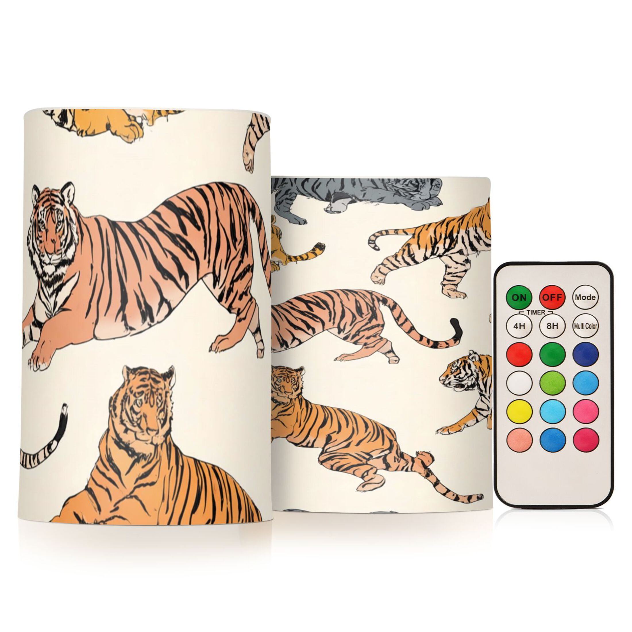 Playful Tiger Flickering Flameless Candles Battery Operated with Remote ...
