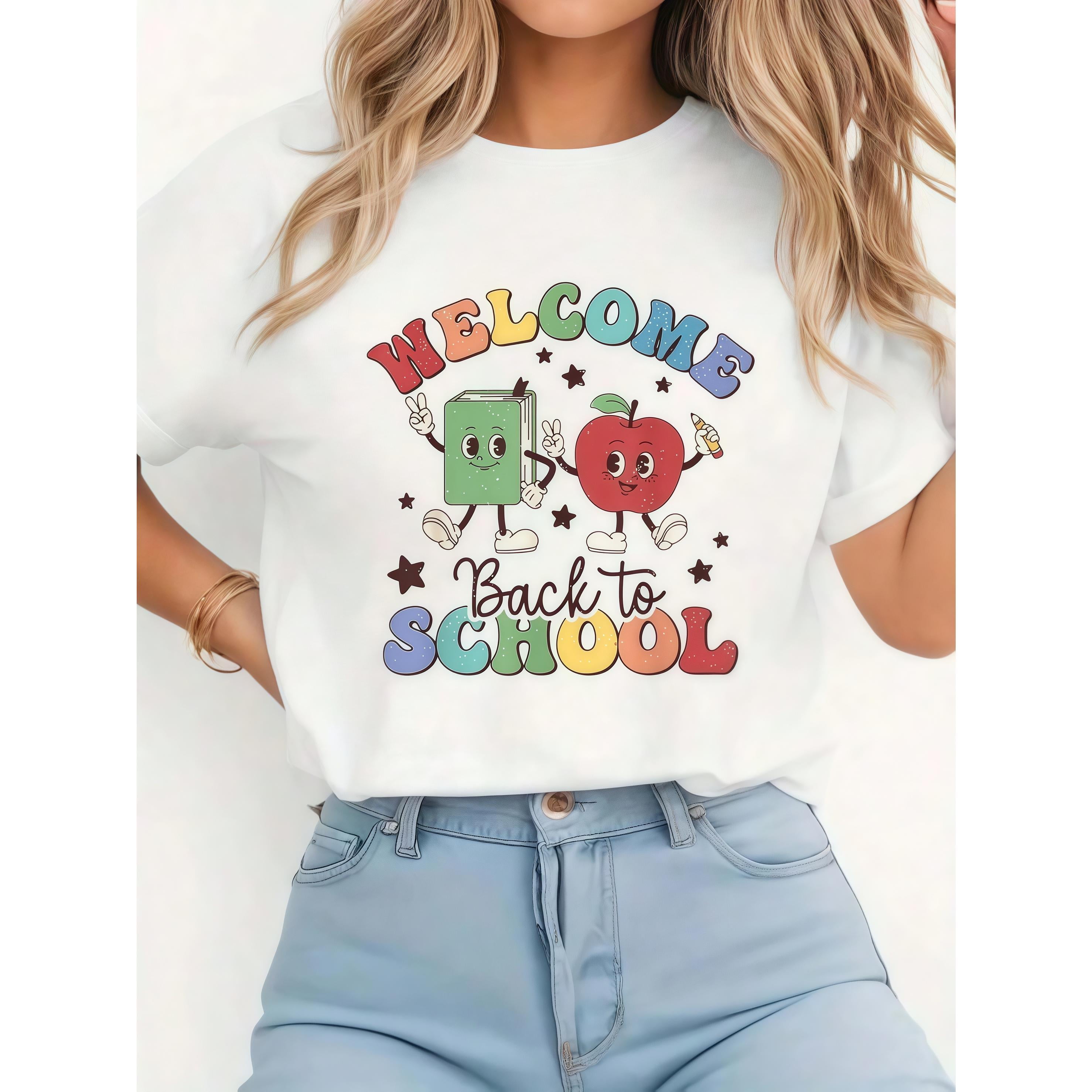Playful "WELCOME Back to SCHOOL" Tops for Women, Whimsical Graphic ...