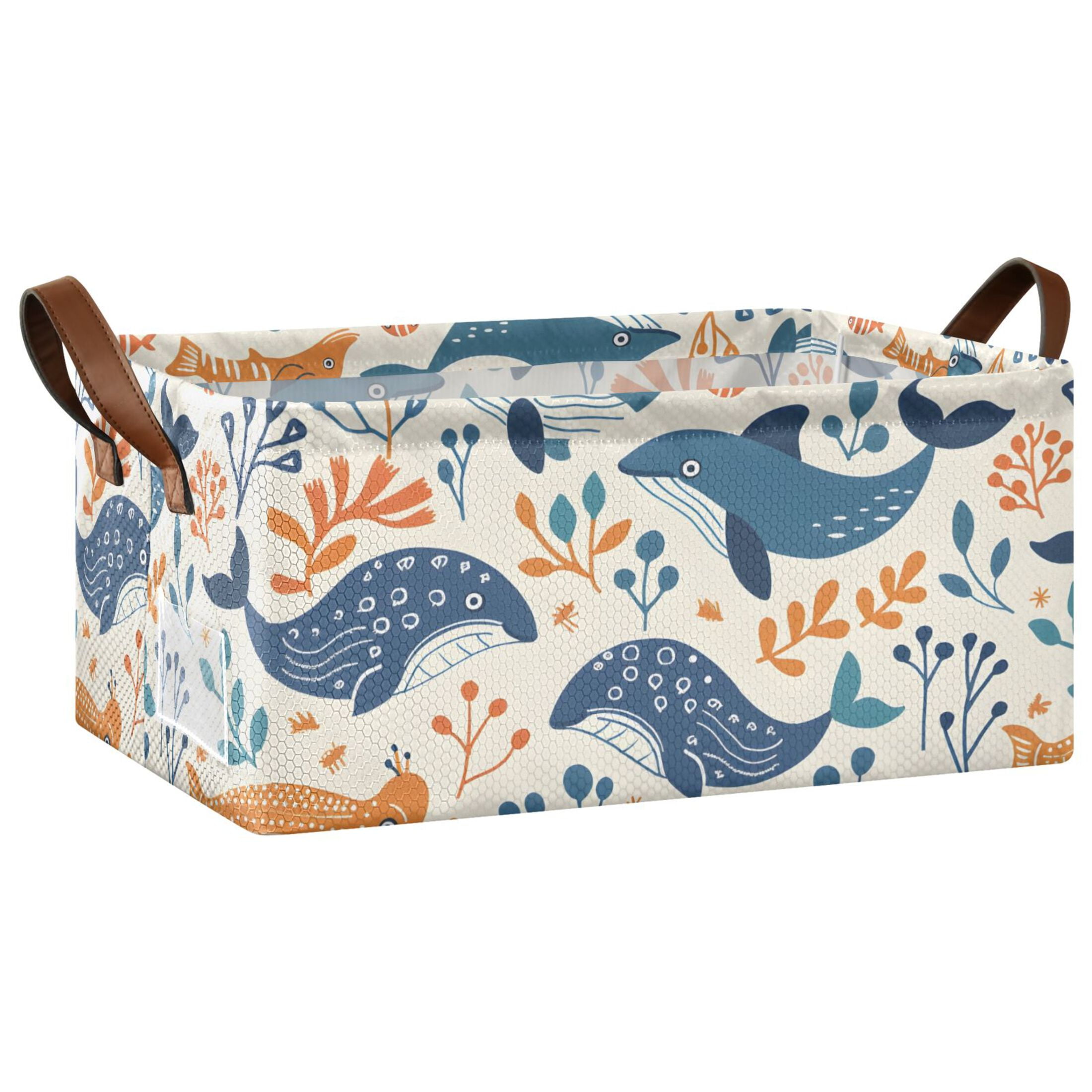 Playful Whale and Fish Collapsible Storage Bins Fabric Shelf Baskets ...