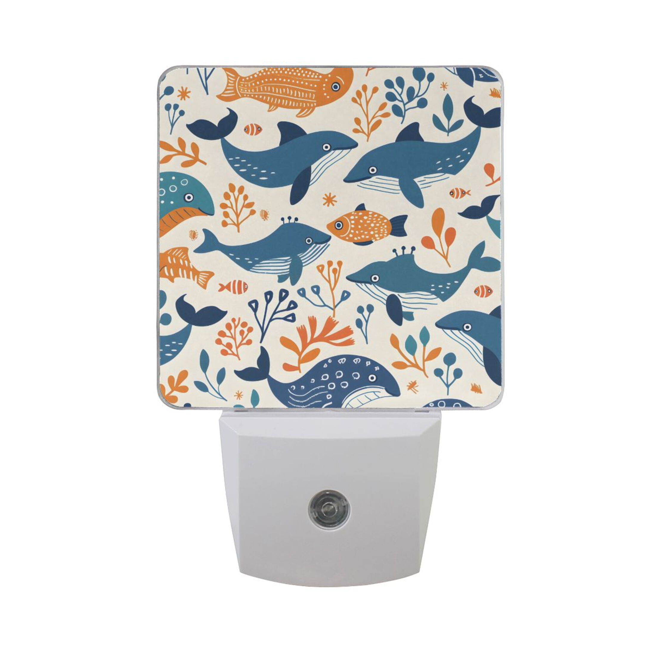 Playful Whale and Fish Night Light 2 Pack LED Nightlight Plug into Wall ...