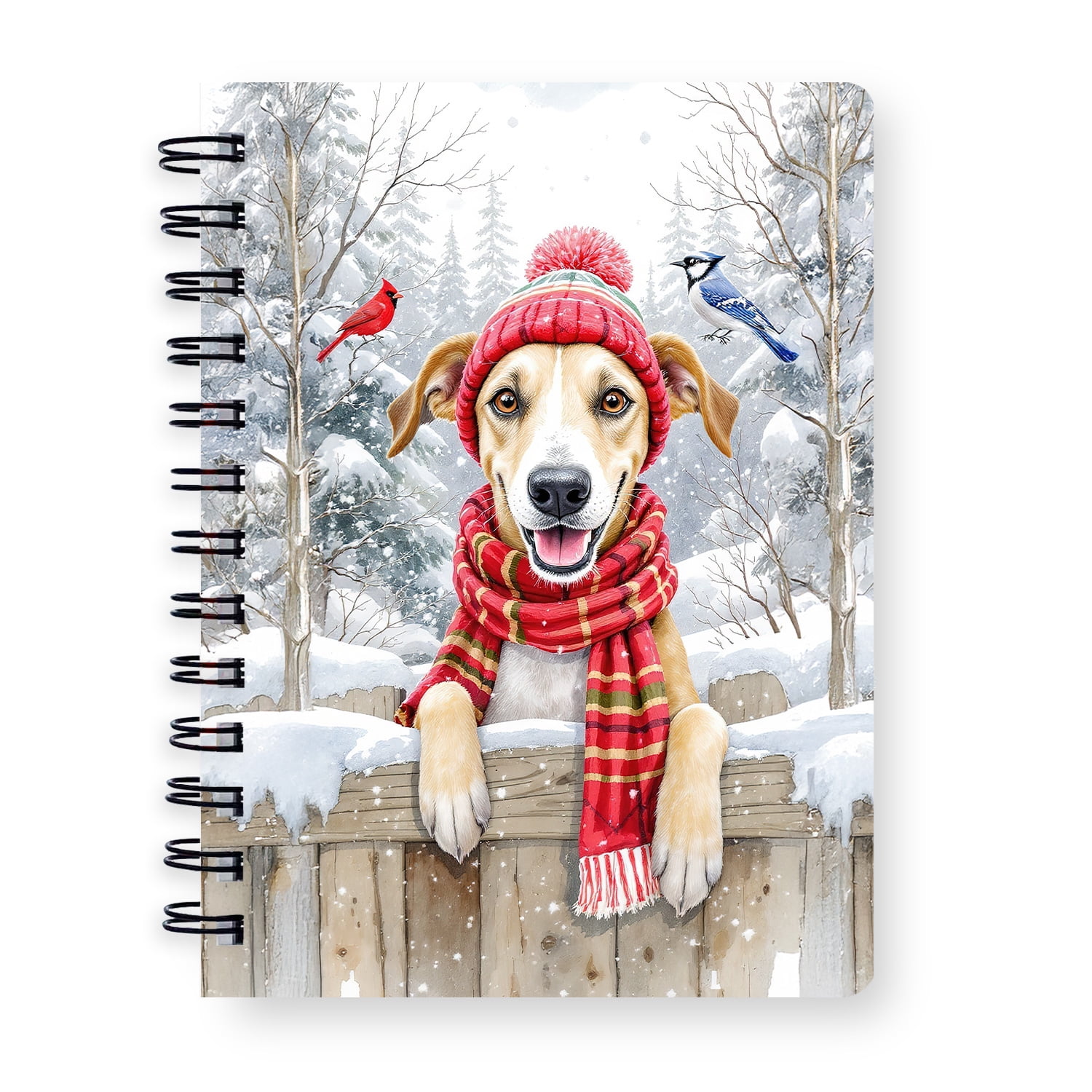 Playful Whippet Welcomes Winter Snowy Day with Cardinal Bird Spiral ...