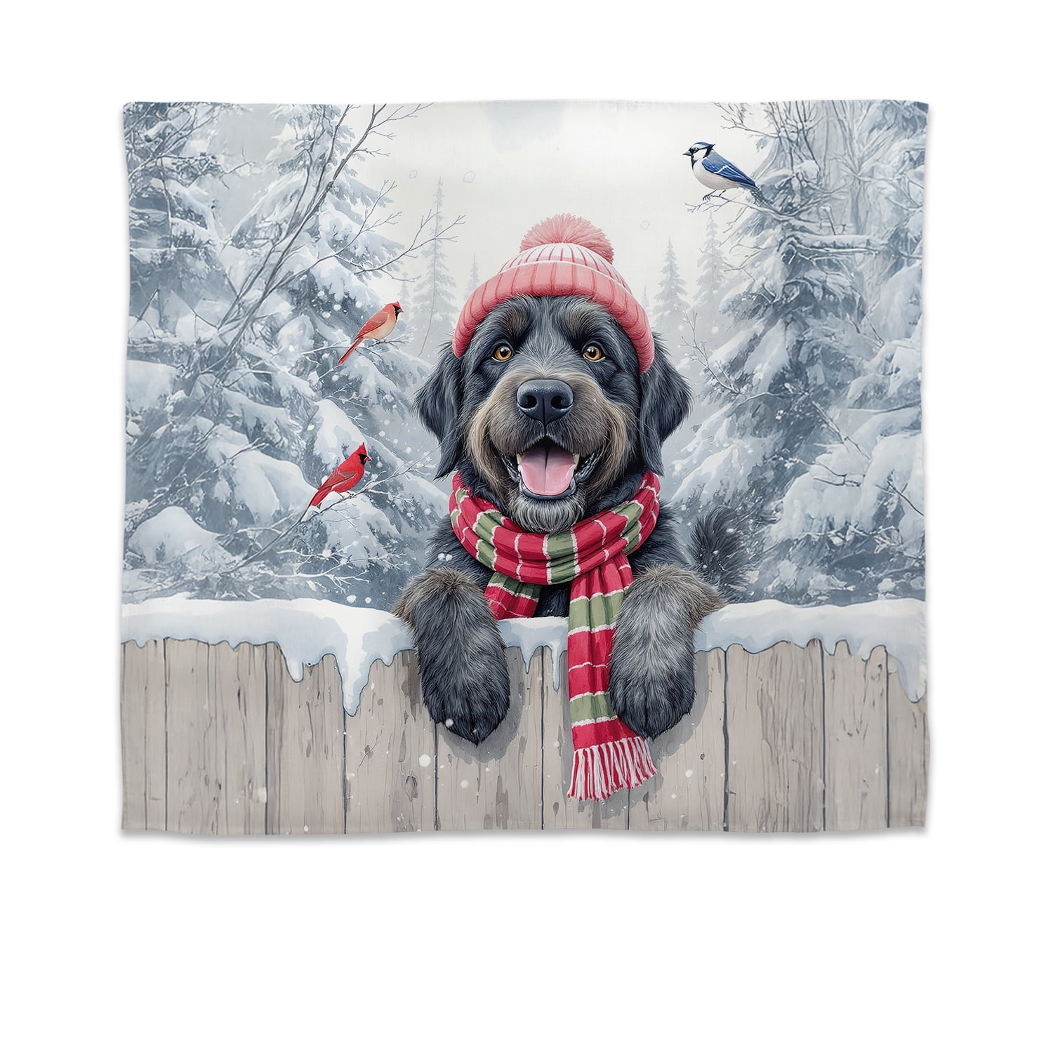 Playful Wirehaired Pointing Griffon Welcomes Winter Snowy Day with ...