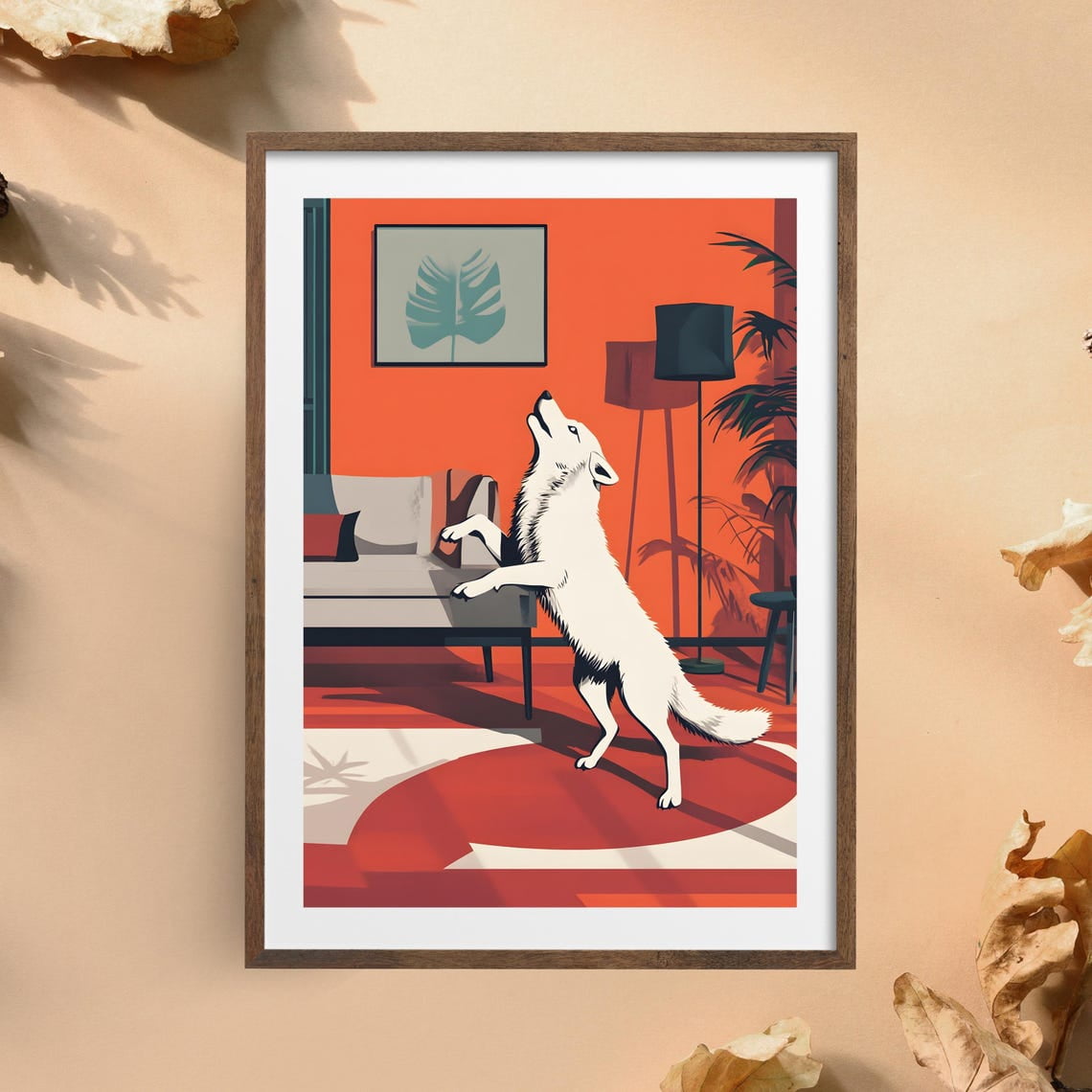 Playful Wolfmodern Wolf Poster, Wolf In Living Room Minimalist Animal ...