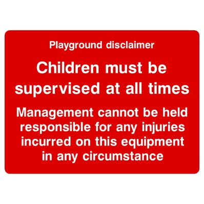 Playground Disclaimer Sign Safety & Warning Signs Metal - Caution ...