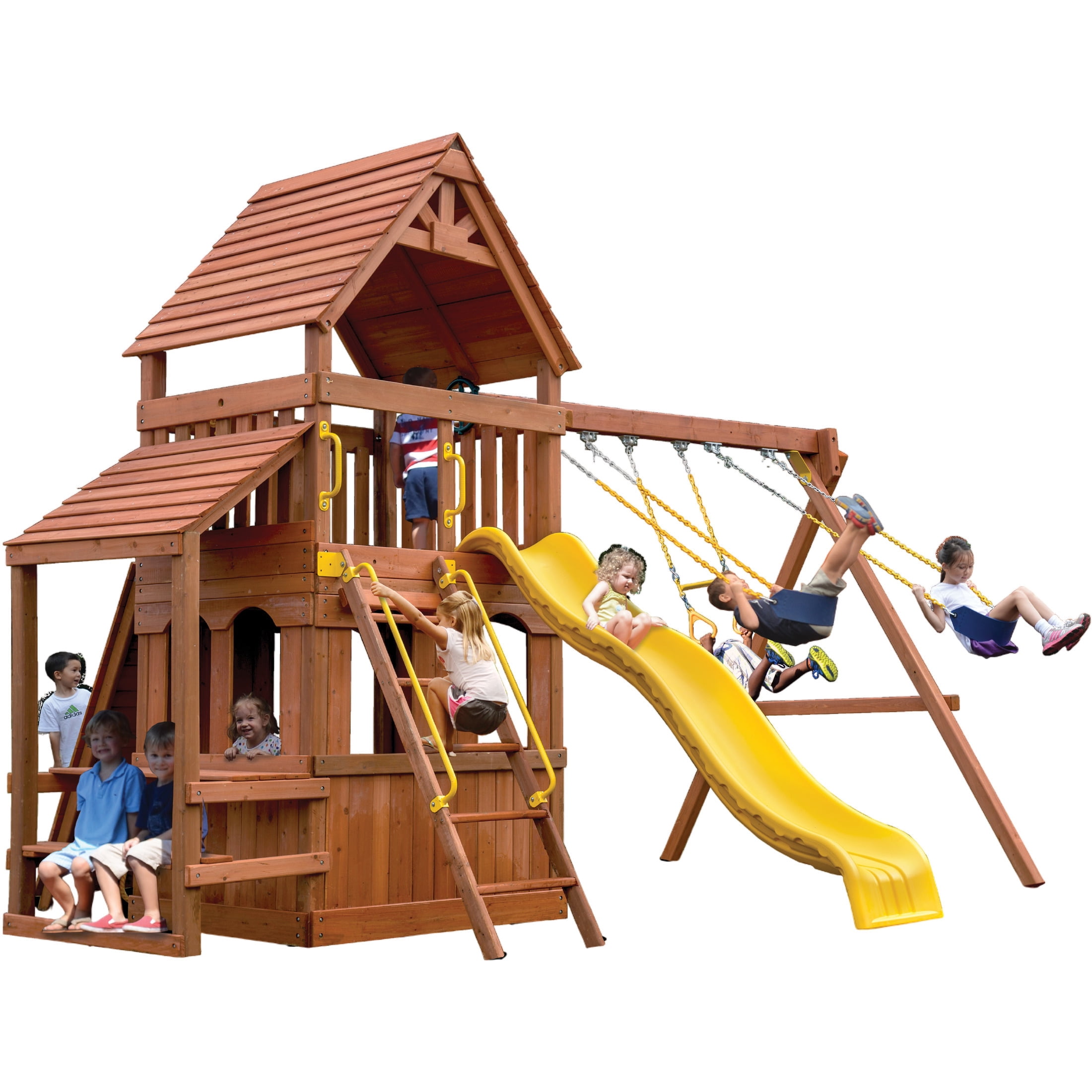 Playground One Fort Swing Sets Original Hangout - 5' Deck - Walmart.com