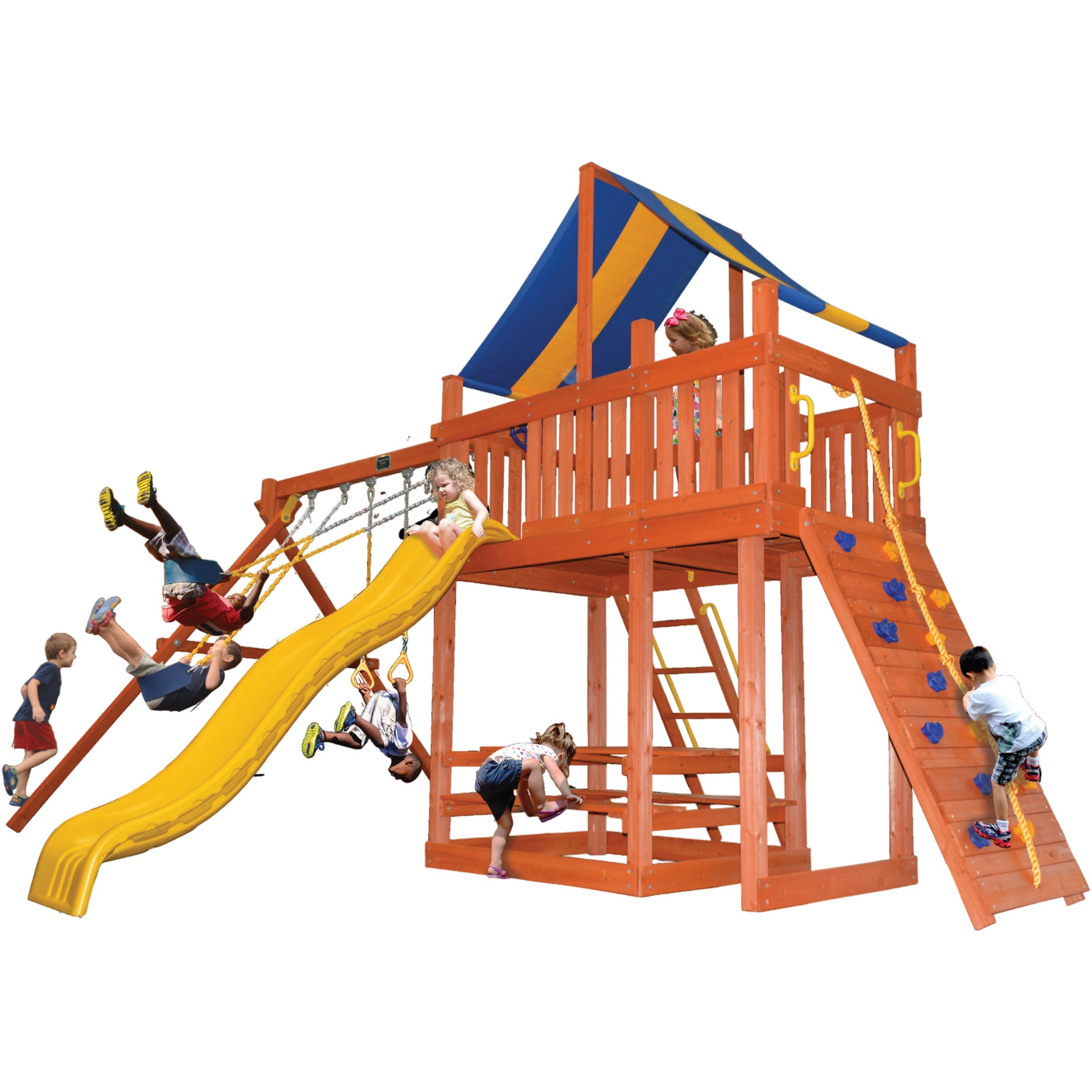 Playground One Original Fort with Extra Large Platform 5' - Green with ...
