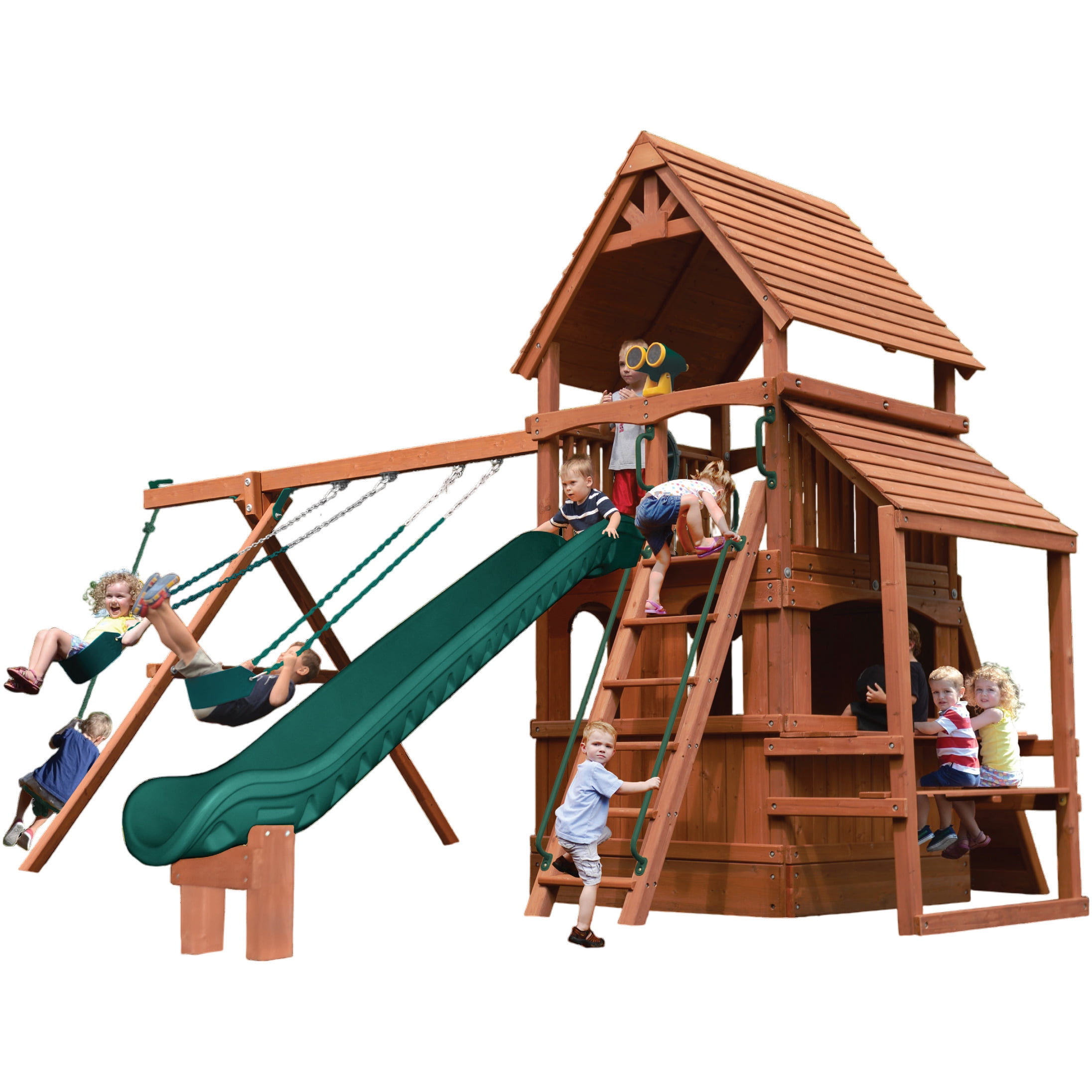 Playground One Premier Fort with Playhouse Blue & Yellow with Yellow ...