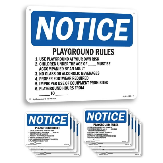 Playground Rules 1. Use Playground At Your OSHA Notice Aluminum Sign 10 ...