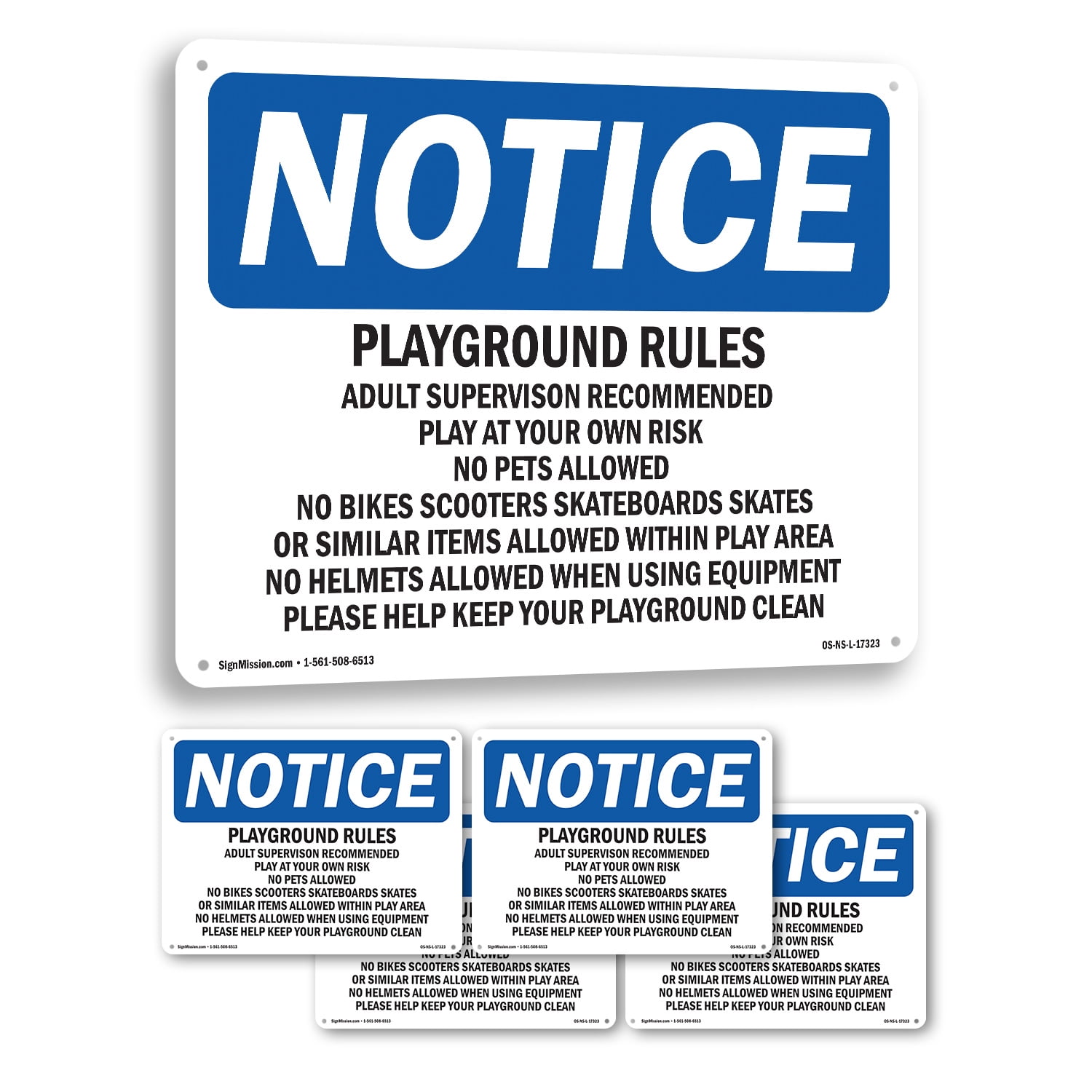 Playground Rules Adult Supervision Recommended OSHA Notice Rigid ...