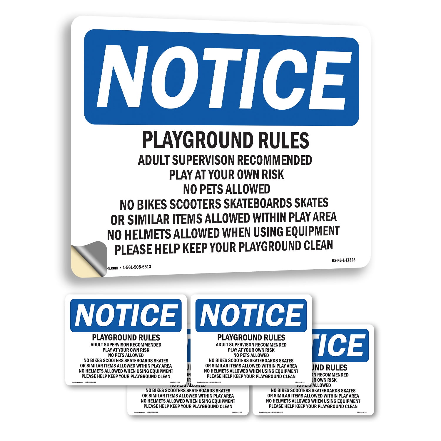 Playground Rules Adult Supervision Recommended OSHA Notice Vinyl Decal ...