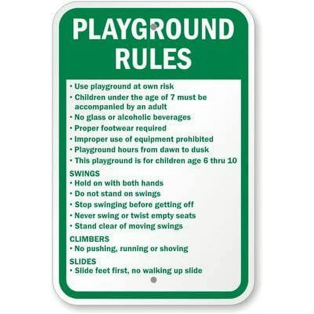 Playground Rules Safety Sign Tin Signs Caution Warning Sign Outdoor ...