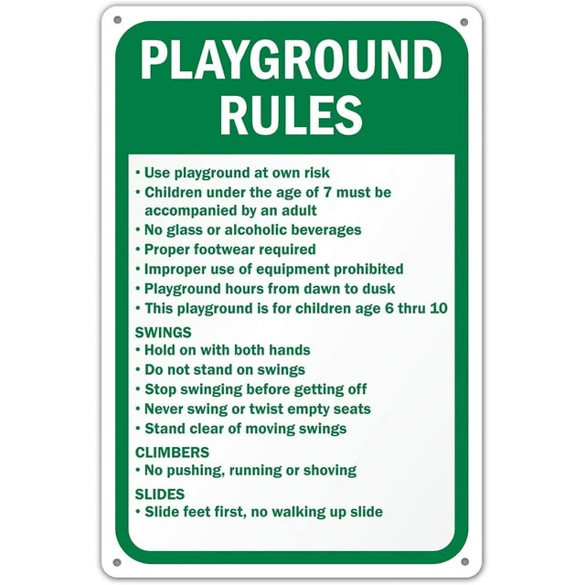 Playground Rules Safety Sign Tin Signs Caution Warning Sign Outdoor ...