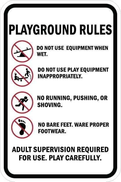 Playground Rules Sign School Signs Metal - Caution Safety Warning ...