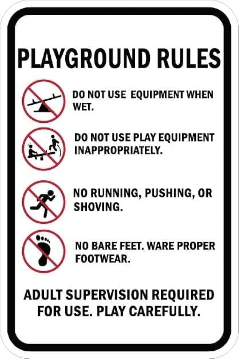 Playground Rules Sign School Signs Metal Sign Tin Sign 8X12 Inch ...