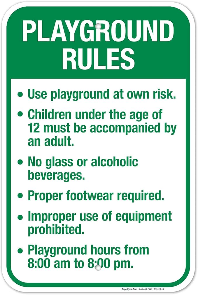 Playground Rules Sign,Traffic Signs Metal Sign 12"x8" - Walmart.com