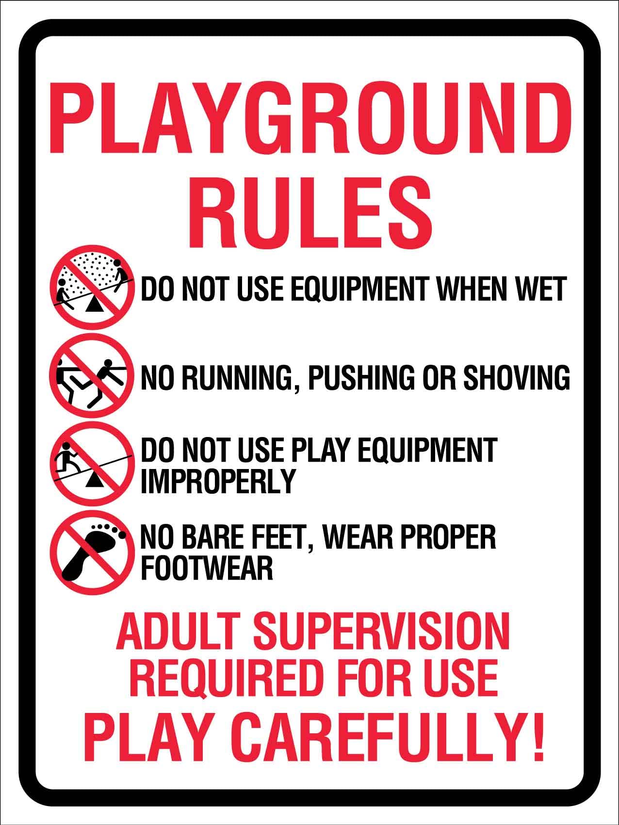 Playground Rules Symbols Metal Sign Caution Danger Safety Security ...