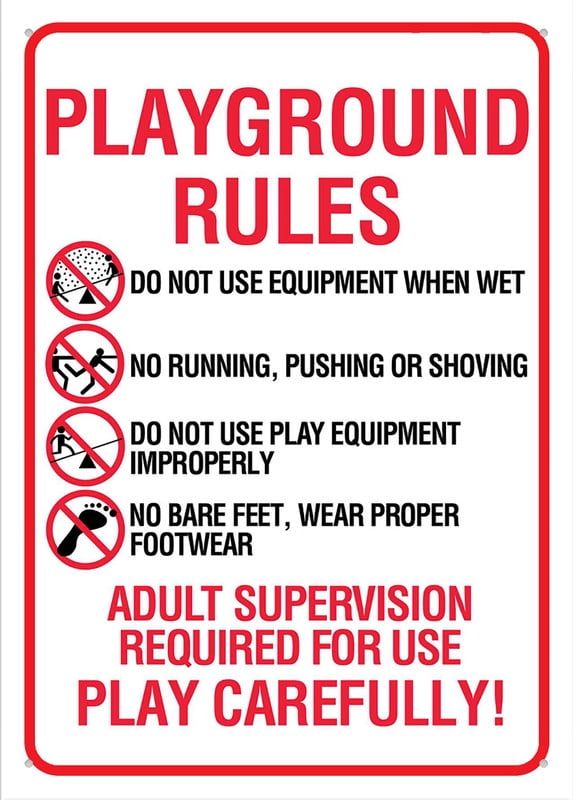 Playground Rules Symbols Sign For House 12" X 8" Yard Sign, Premium ...