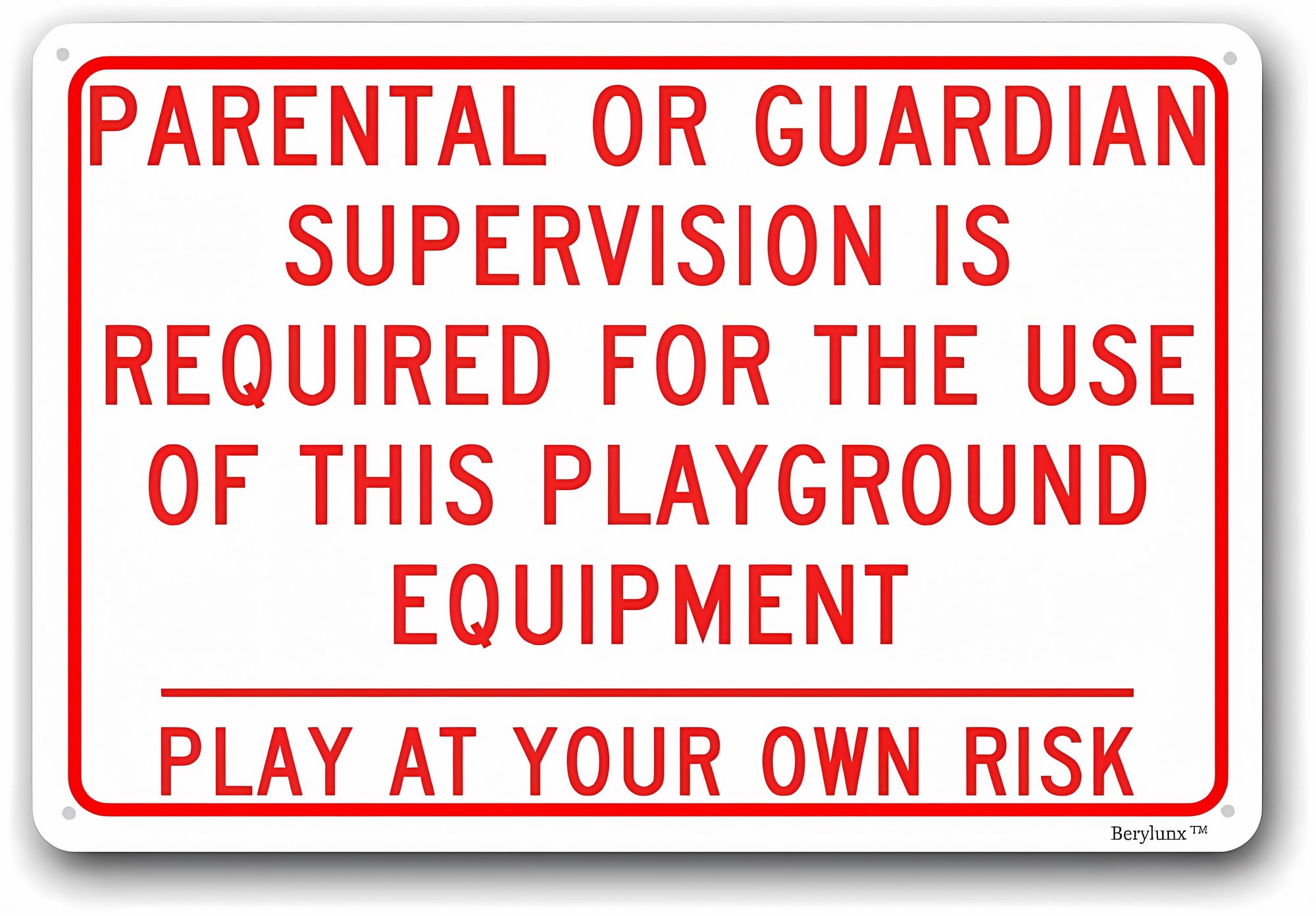 Playground Safety ParentalGuardian Supervision Required Sign - 12×8 ...