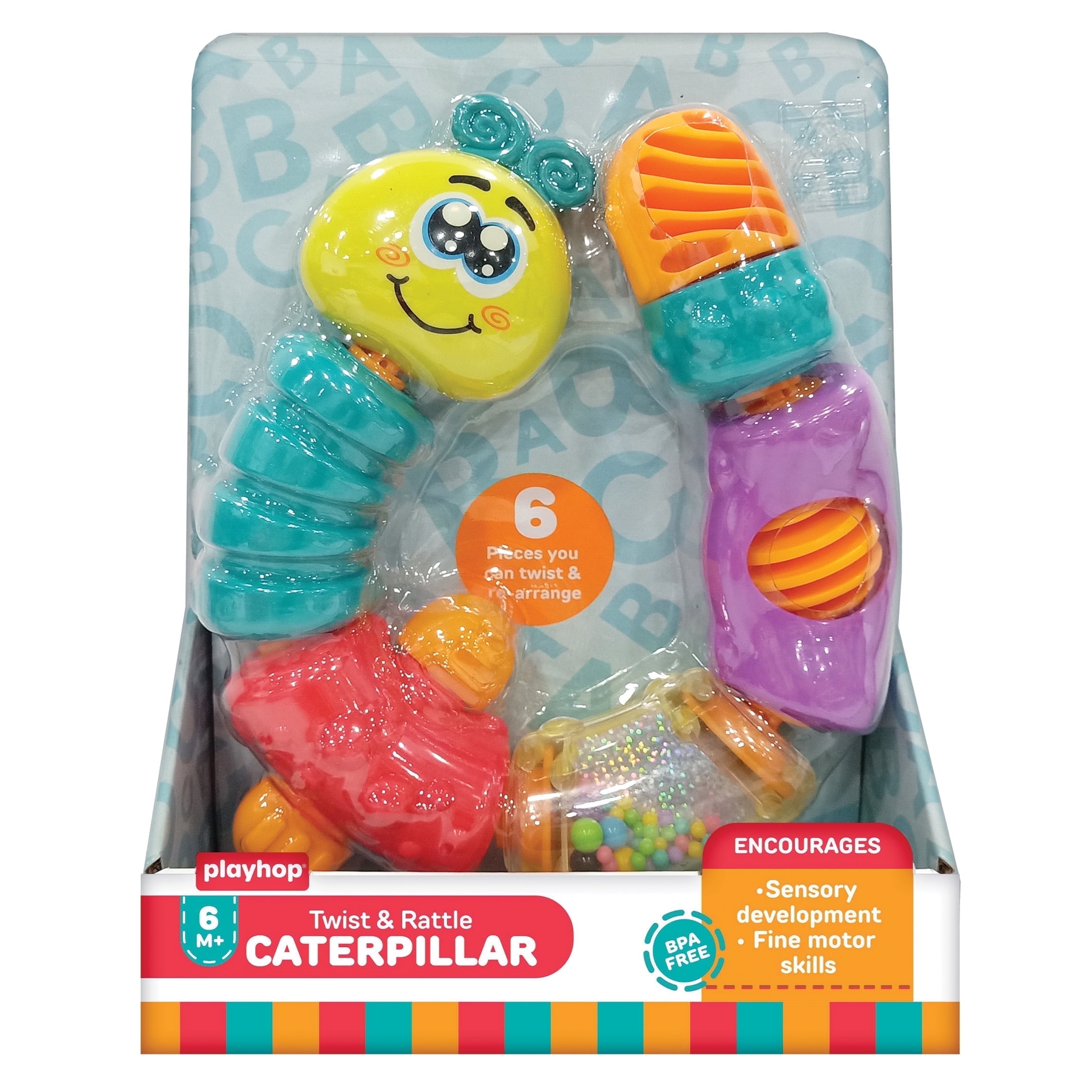 Playhop Twist & Rattle Smooth Caterpillar Multicolor Baby Rattle ...