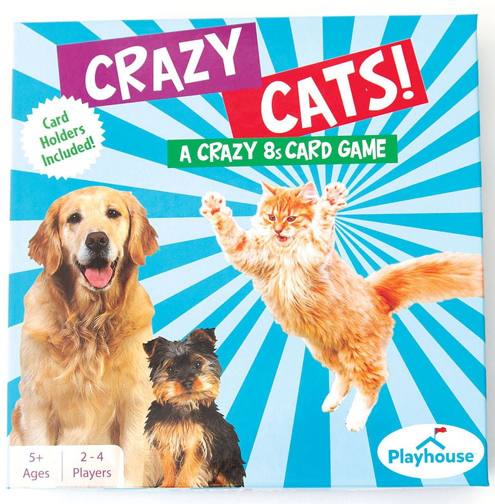 Playhouse Crazy Cats! Crazy 8s Preschool Card Game with Paw Shaped Easy ...