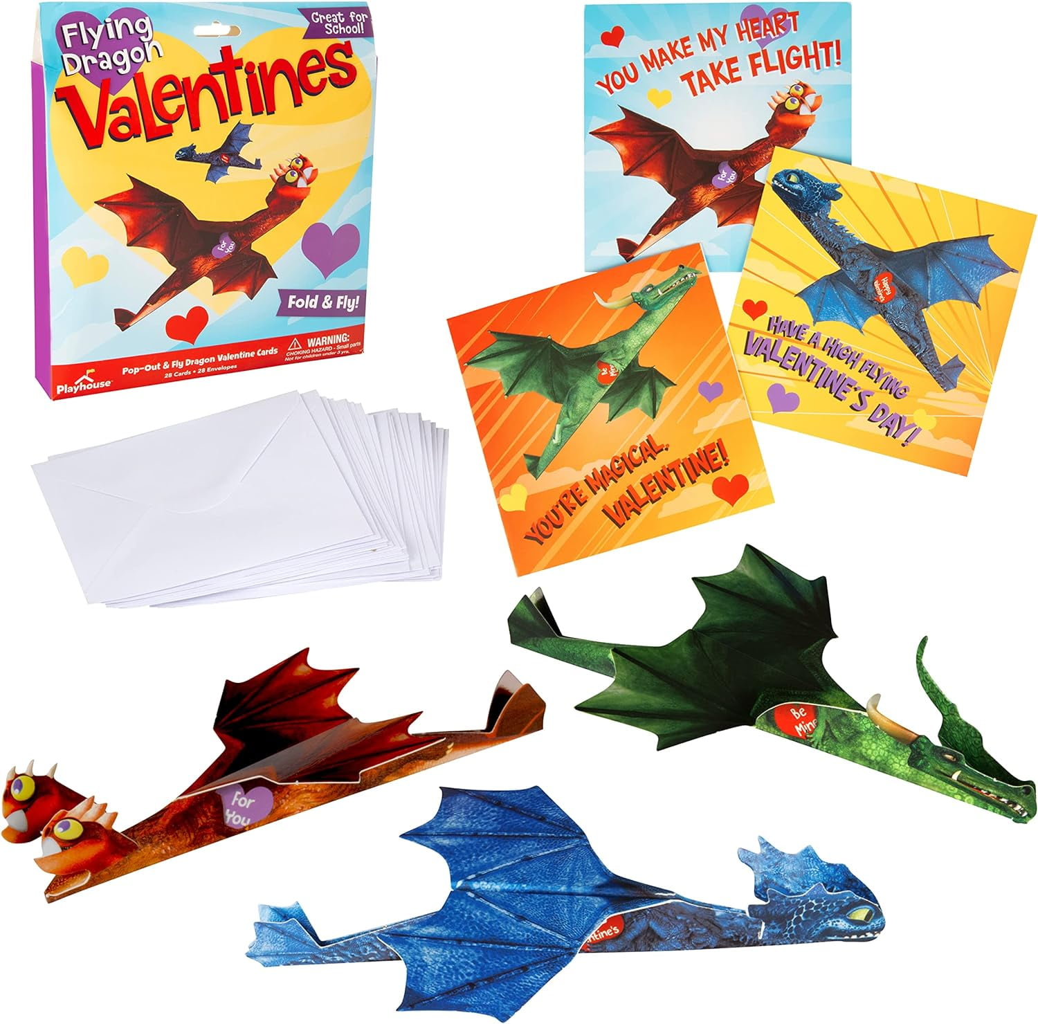 Playhouse Flying Dragons Valentine's Day Exchange Craft Cards for Kids ...