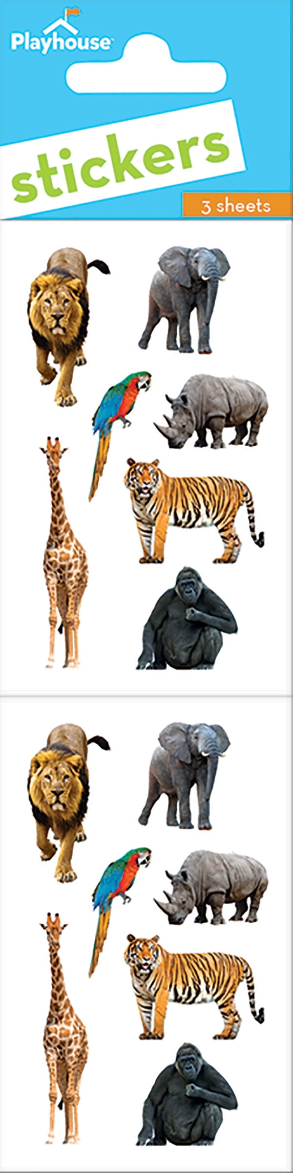 Playhouse Zoo Animals Pack of Three Perforated Sticker Half-Sheets ...