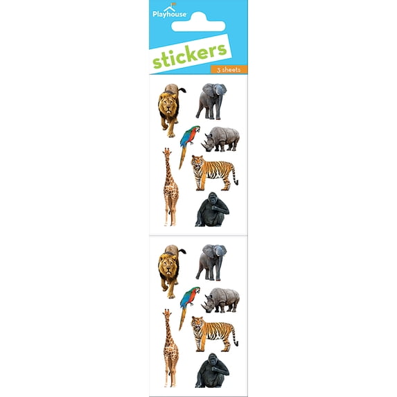 Playhouse Zoo Animals Pack of Three Perforated Sticker Half-Sheets ...