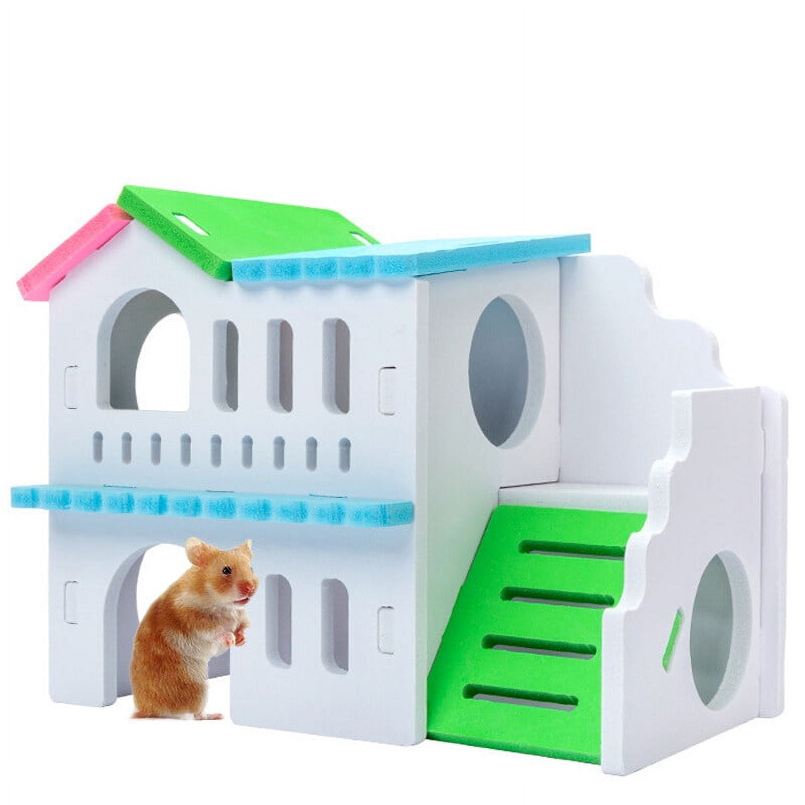Playhouse with Ladder Villa Small Pet 2 Layer Toy House Hamster Plastic ...