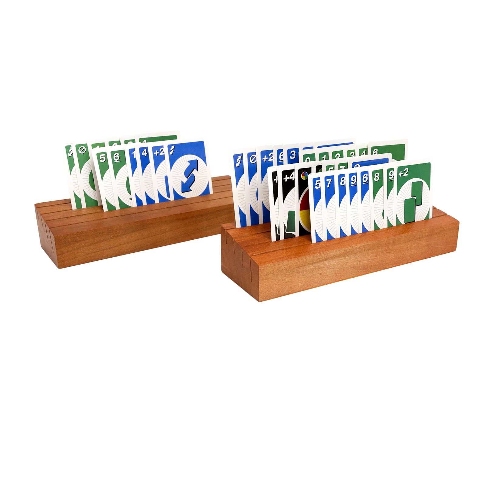 Playing Card Holder Set of 2, Card Game Deck Stand for Kids, Wood ...