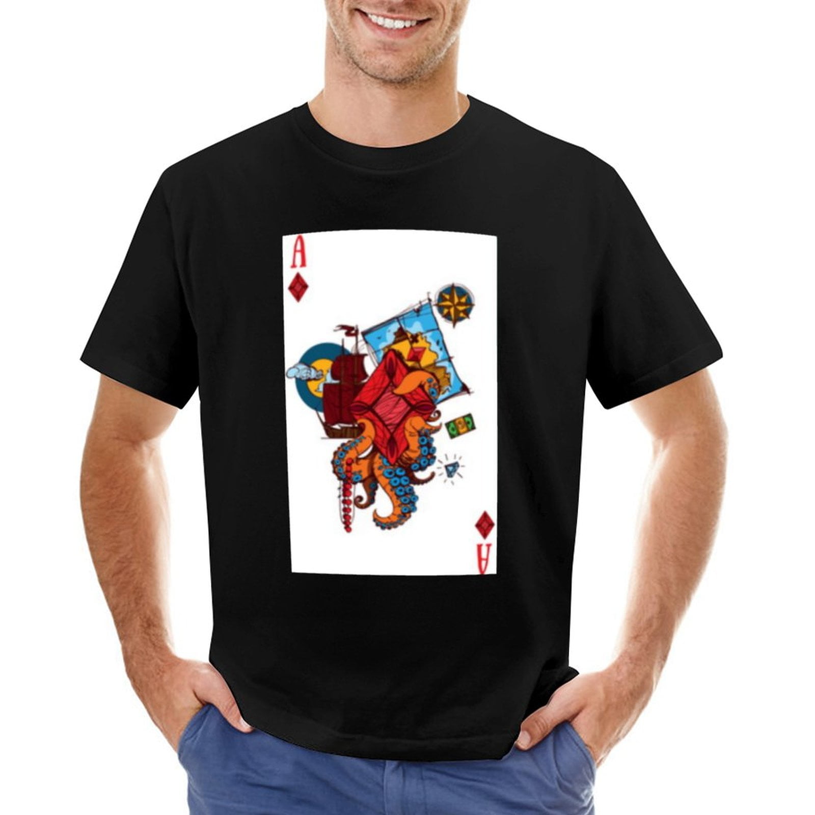Playing Card Men’s Graphic T-shirt Vintage Short Sleeve Sport Tee Black ...