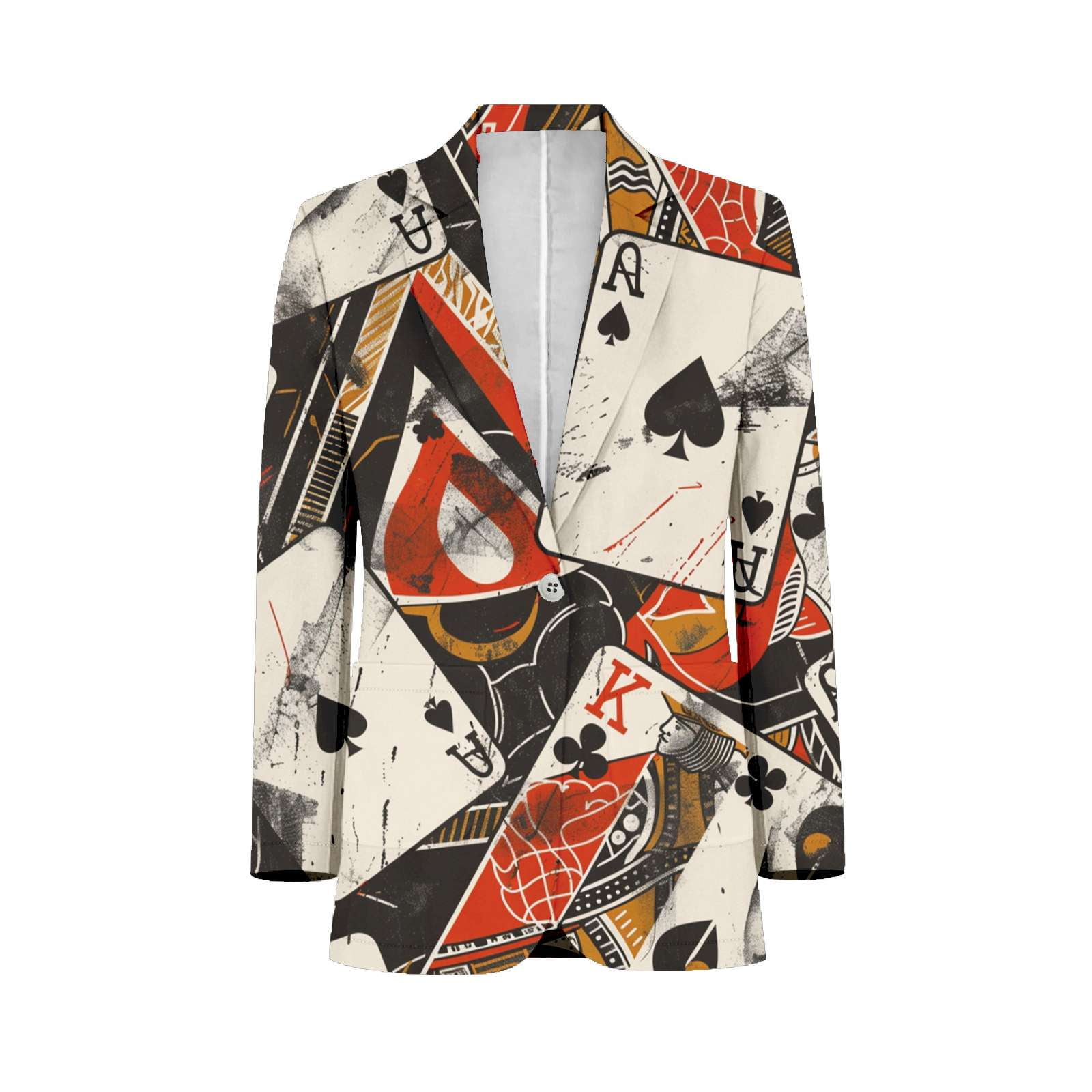 Playing Card Mens Suits Shawl Collar Slim Fit Suit Mens Groom Jacket ...