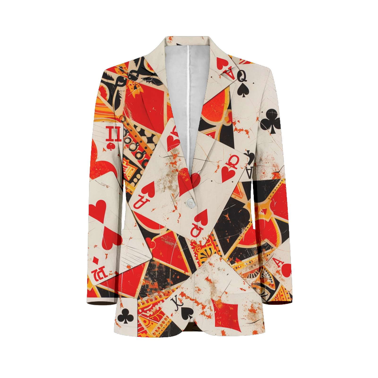 Playing Card Mens Suits Shawl Collar Slim Fit Suit Mens Groom Jacket ...