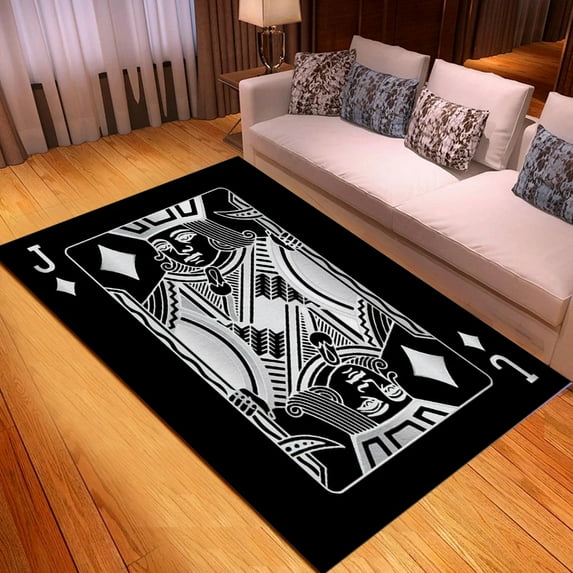 Playing Card Pattern Area Rug for Living Room Non-slip Carpet Bedroom ...