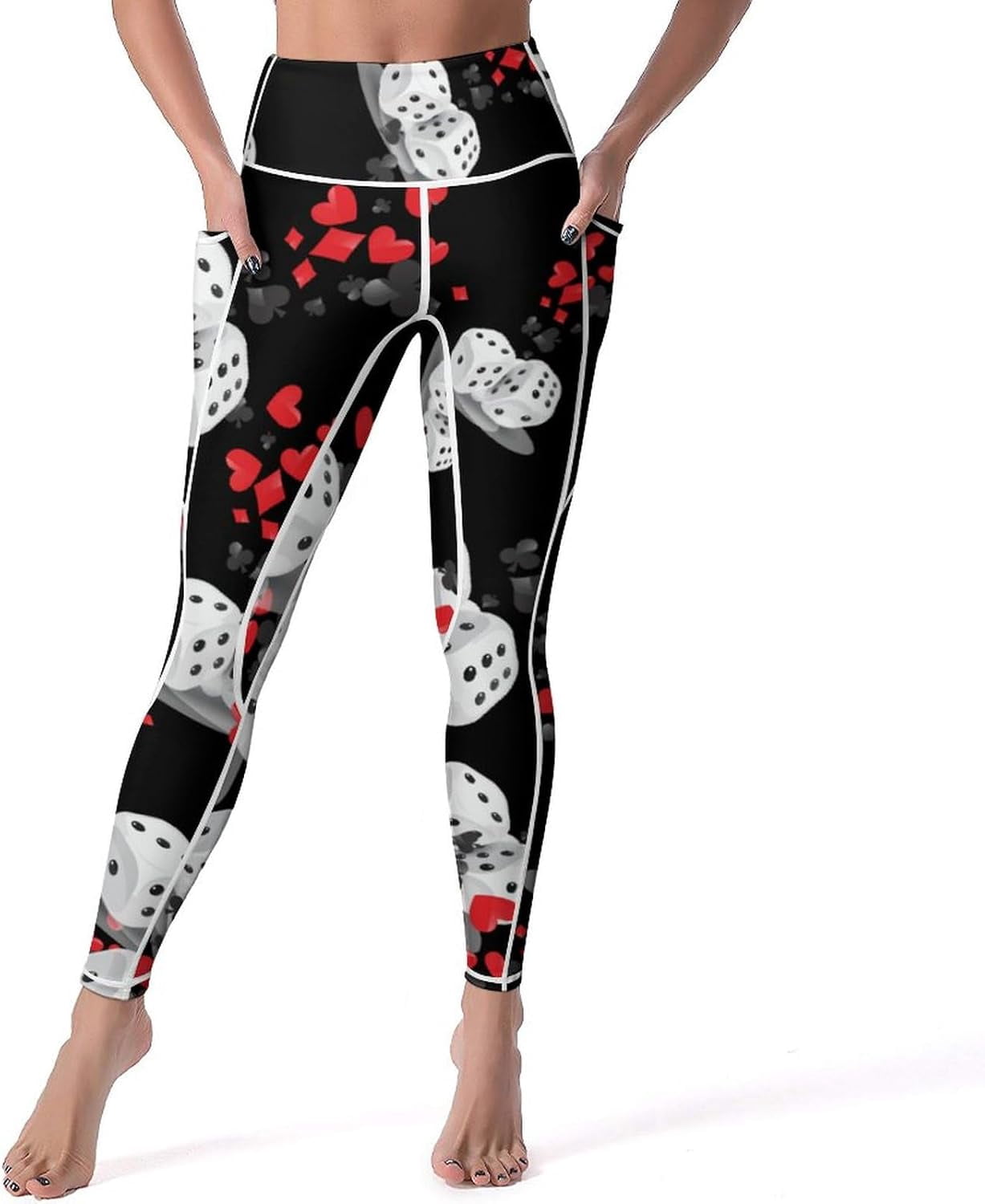 Playing Card Poker Dice Women's Yoga Pants High Waisted Workout ...