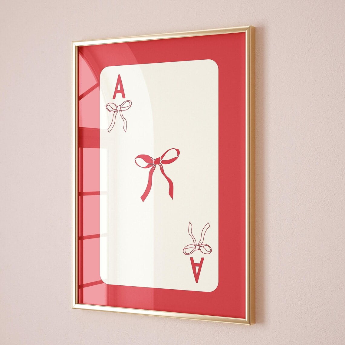 Playing Card Print, Ace Red Bows Coquette Room Decor Posters, Lucky ...