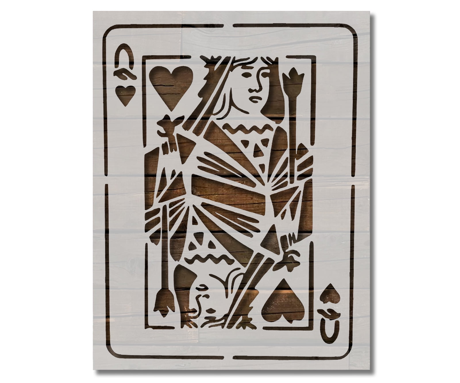 Playing Card Queen of Hearts Stencil Template Reusable 8.5 x 11 for ...