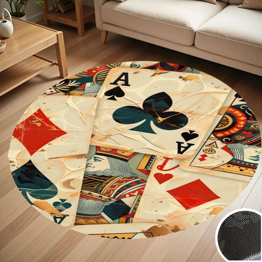 Playing Card Round Carpet Living Room Bedroom Home Decoration Coffee ...
