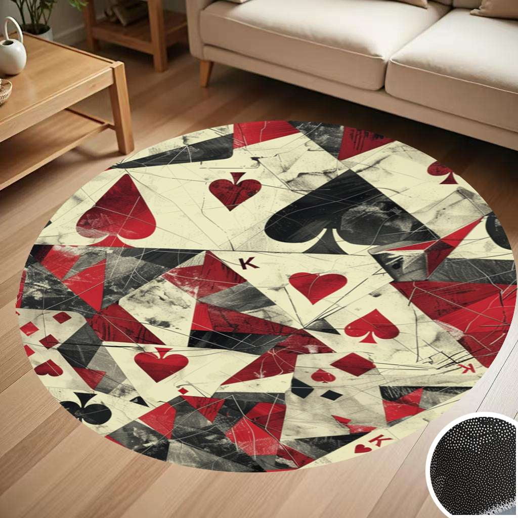 Playing Card Round Carpet Living Room Bedroom Home Decoration Coffee ...