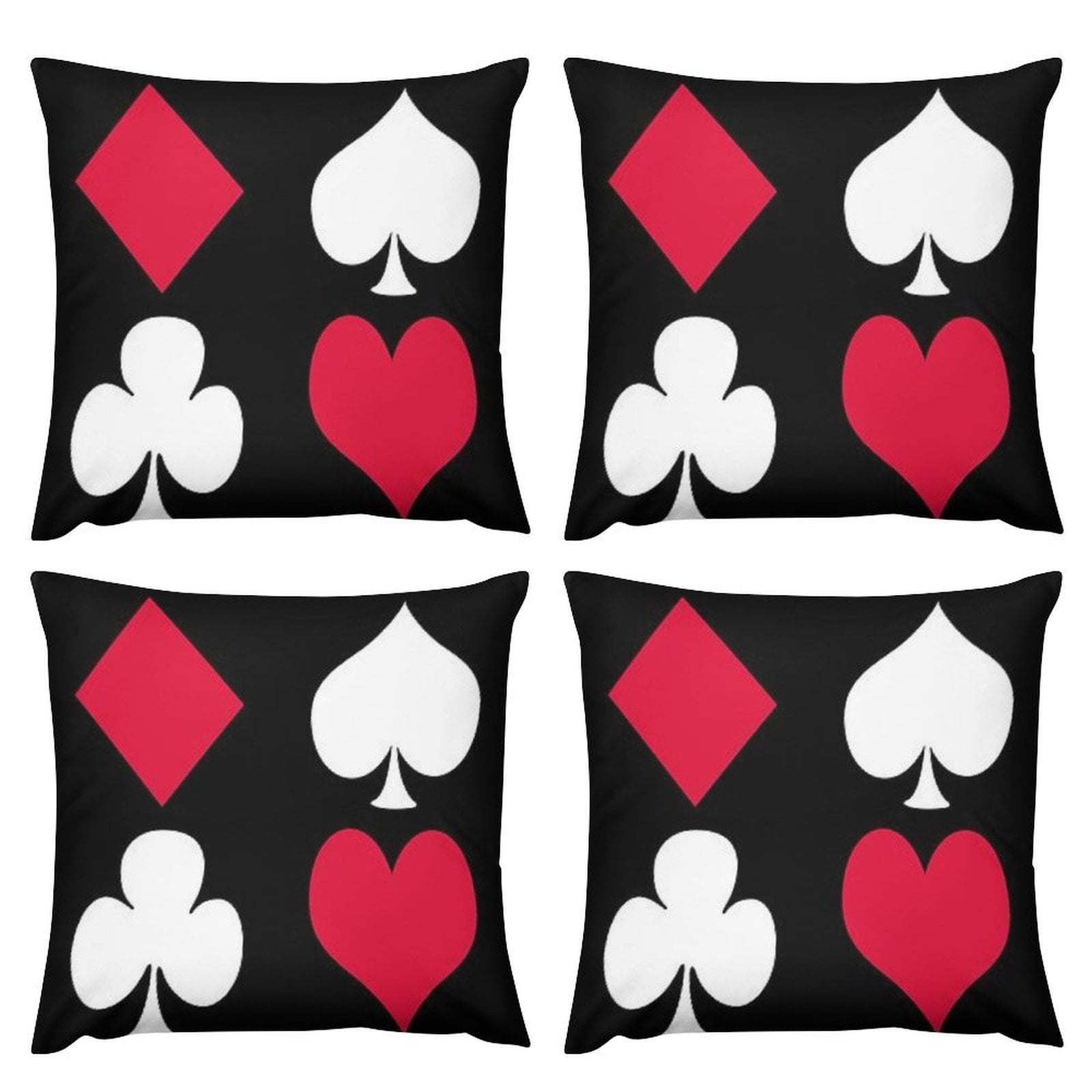 Playing Card Suits Inverted 4 Pcs Cushion Covers Sofa Cushion Covers ...