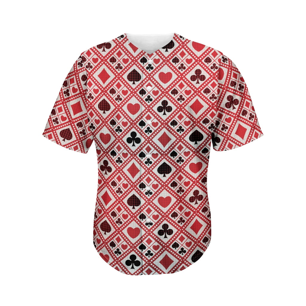 Playing Card Suits Plaid Pattern Print Active Baseball Jersey for Men ...