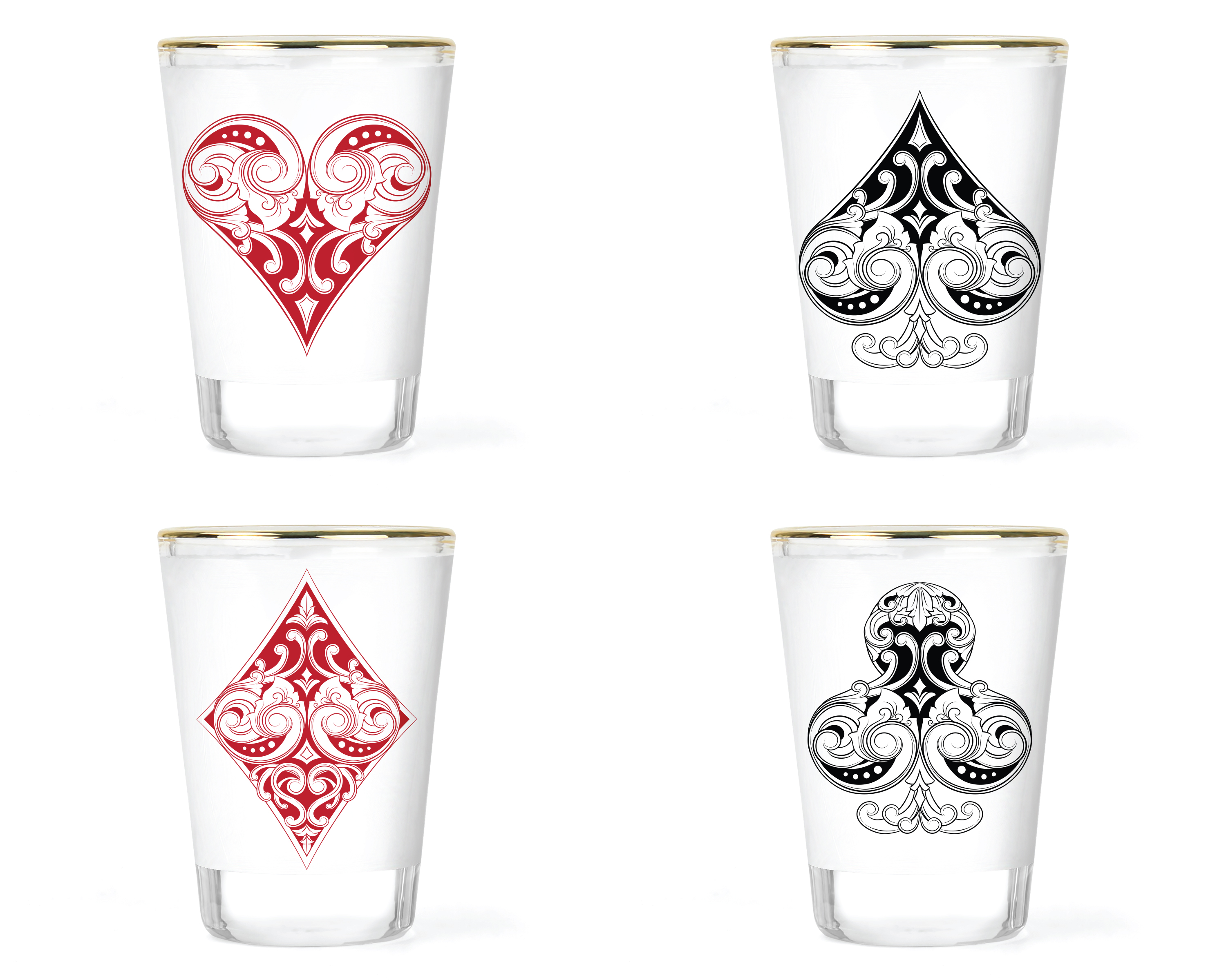 Playing Card Suits Shot Glass Set - Gift for Poker Player - Poker Night ...