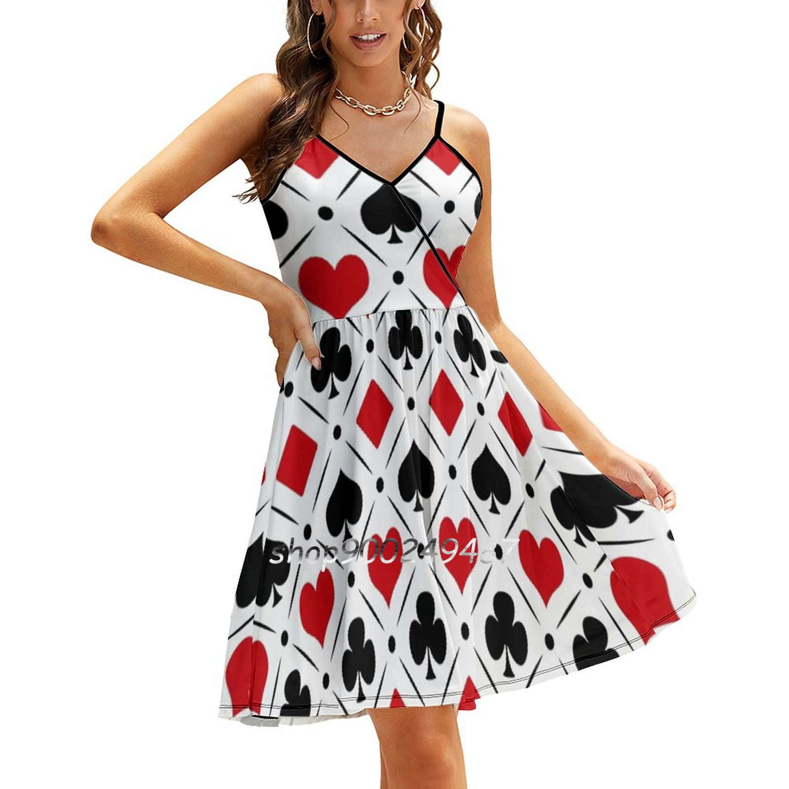 Playing Card Suits Sweet Elegant Dress Women Korean Kawaii Square ...