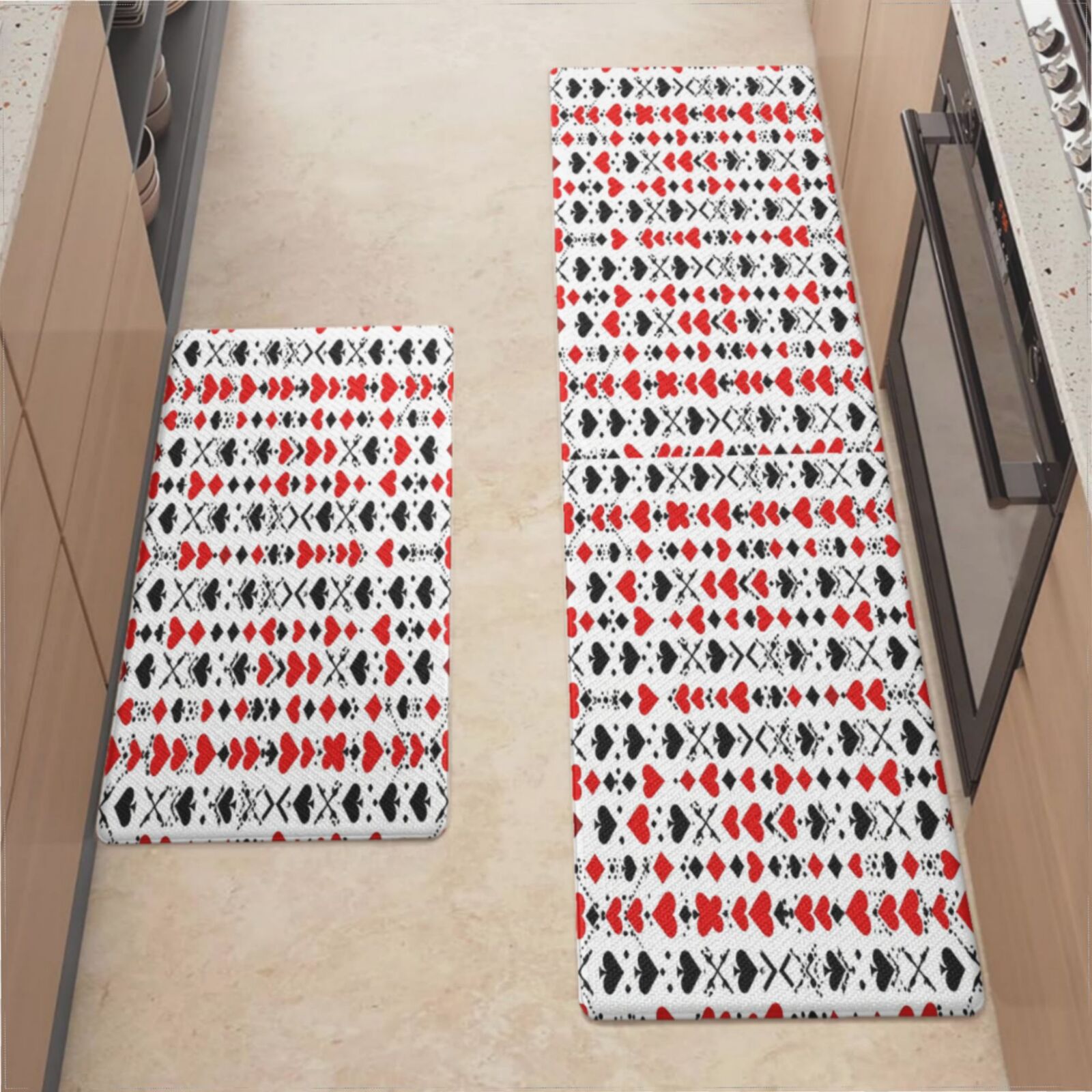 Playing Card Suits Symbols 1 Pvc Kitchen Mat Runner 2 Pieces Non Slip ...
