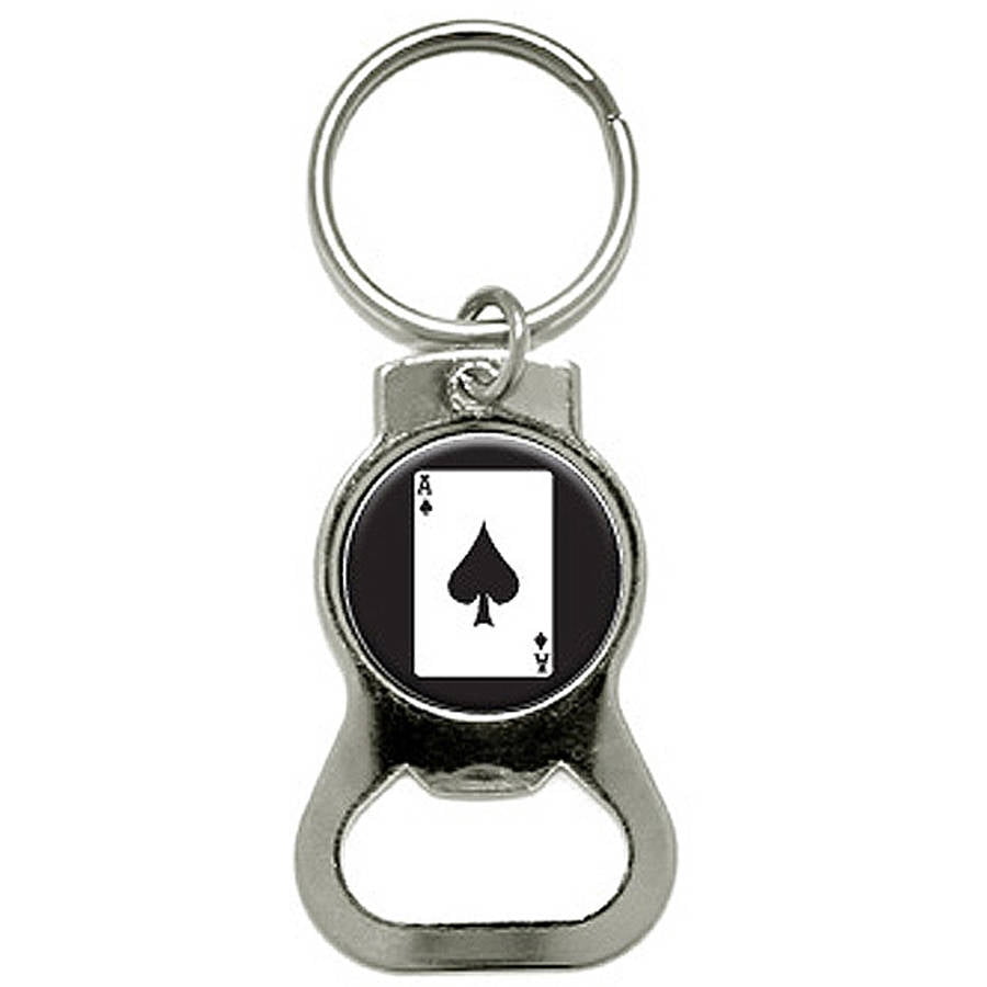 Playing Cards Ace Of Spades Bottle Cap Opener Keychain Ring - Walmart.com